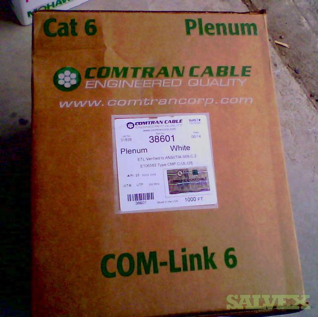 Comtran Cat6 UTP Plenum / FT6 White Data Cable - 1000 ft 38601 | Salvex