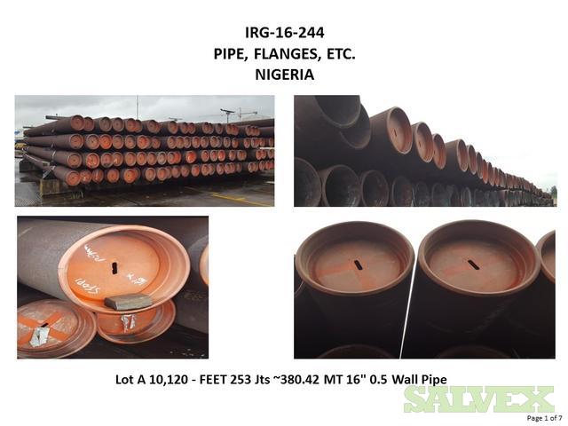 Pipes, Bare, FBE & CWC Line Pipe w/ Flanges, Bends, Bolts etc. (7 Lots ...