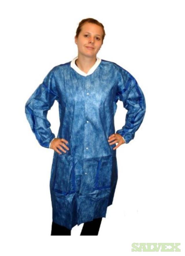 Polypropylene Dark Blue Lab Coat, No Pockets, Knit Wrist & Collar ...