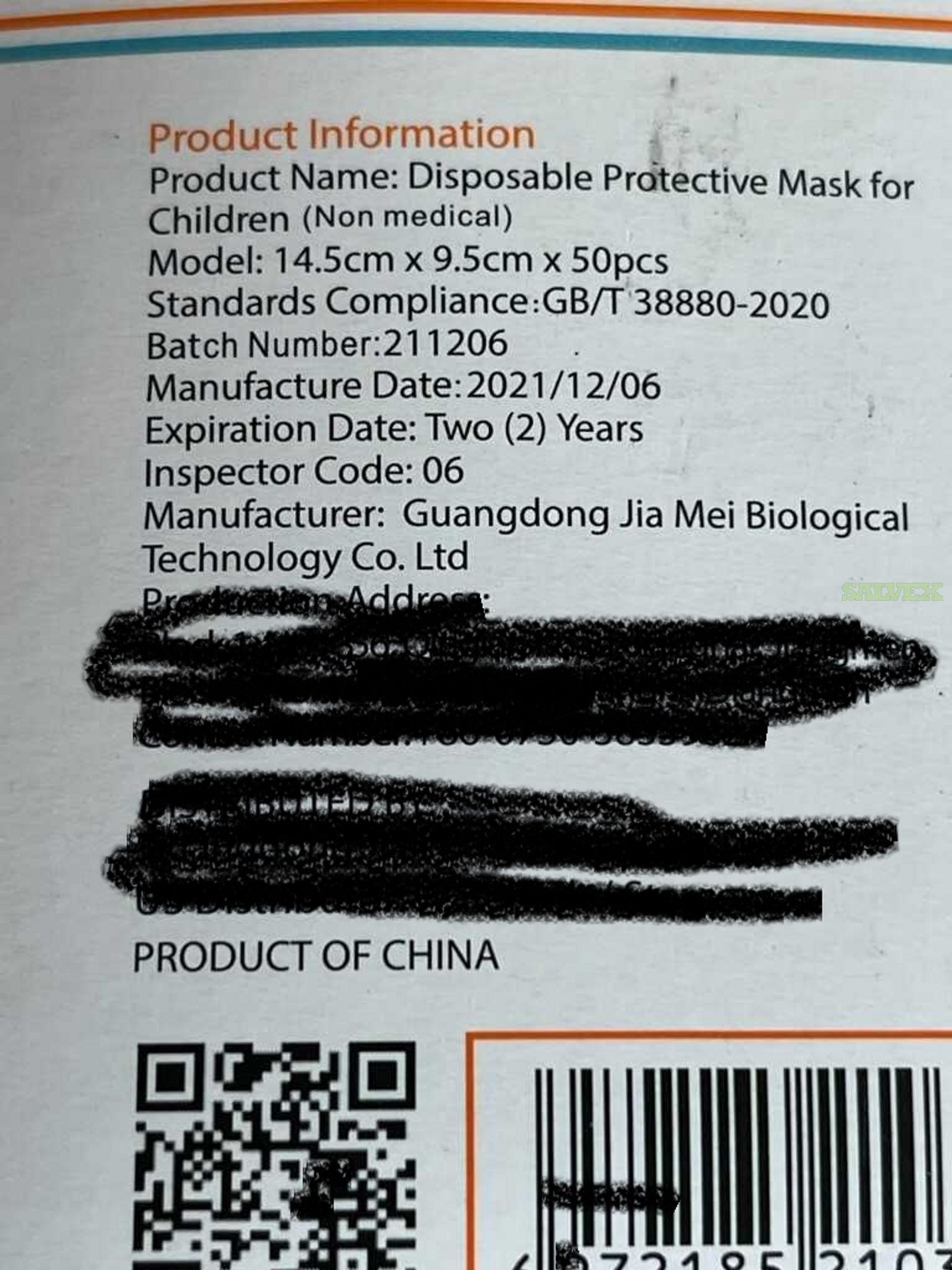 Disposable Protective Mask - 612 Cartons | Salvex