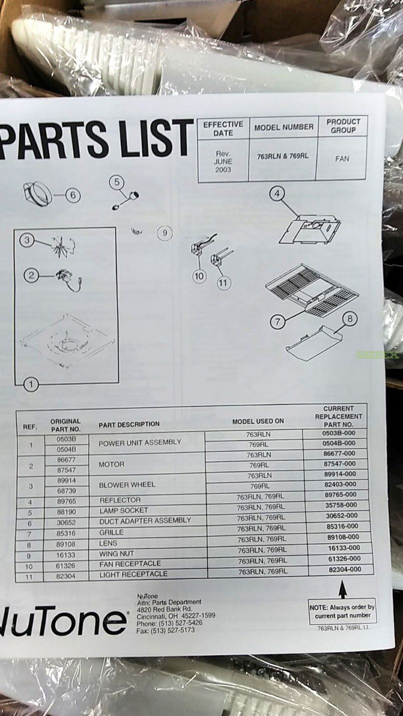 Nutone Ceiling Fan Light Model 763rln | Shelly Lighting